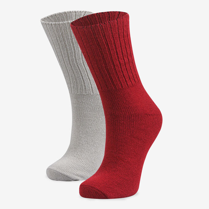 Sleeping socks 2 Pairs Womans Claret Red/Grey – boxofsocks